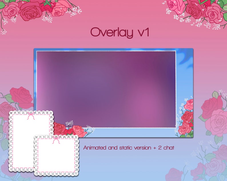 Twitch Pink Coquette Roses Overlay Spring Alerts, Stinger Floral and ...