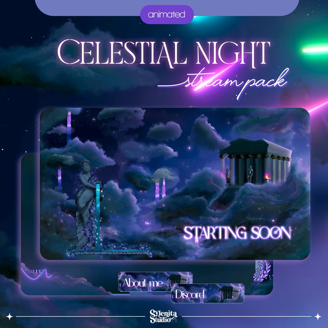 Celestial Night Stream Overlay Pack - Sky, Shooting Star, Fantasy ...
