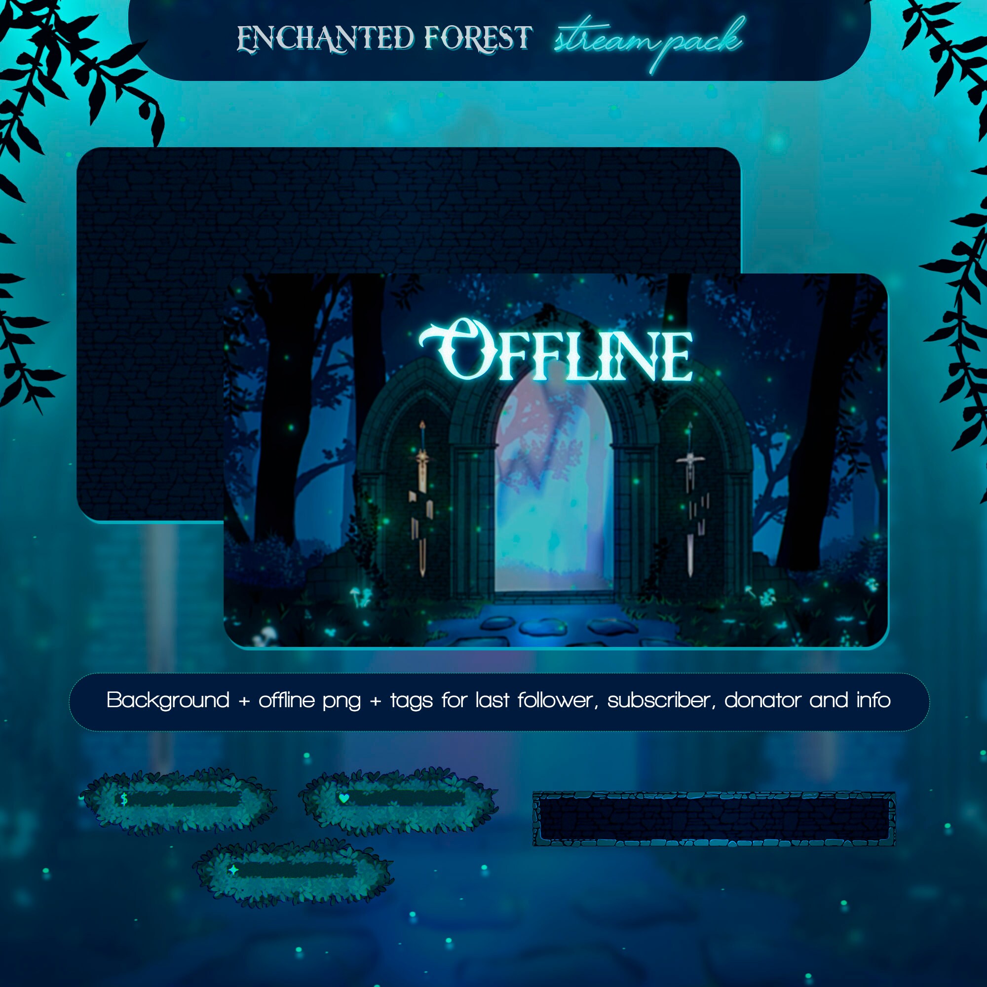 Enchanted Forest Stream Overlay Pack - Dark fantasy Twitch Aesthetic ...