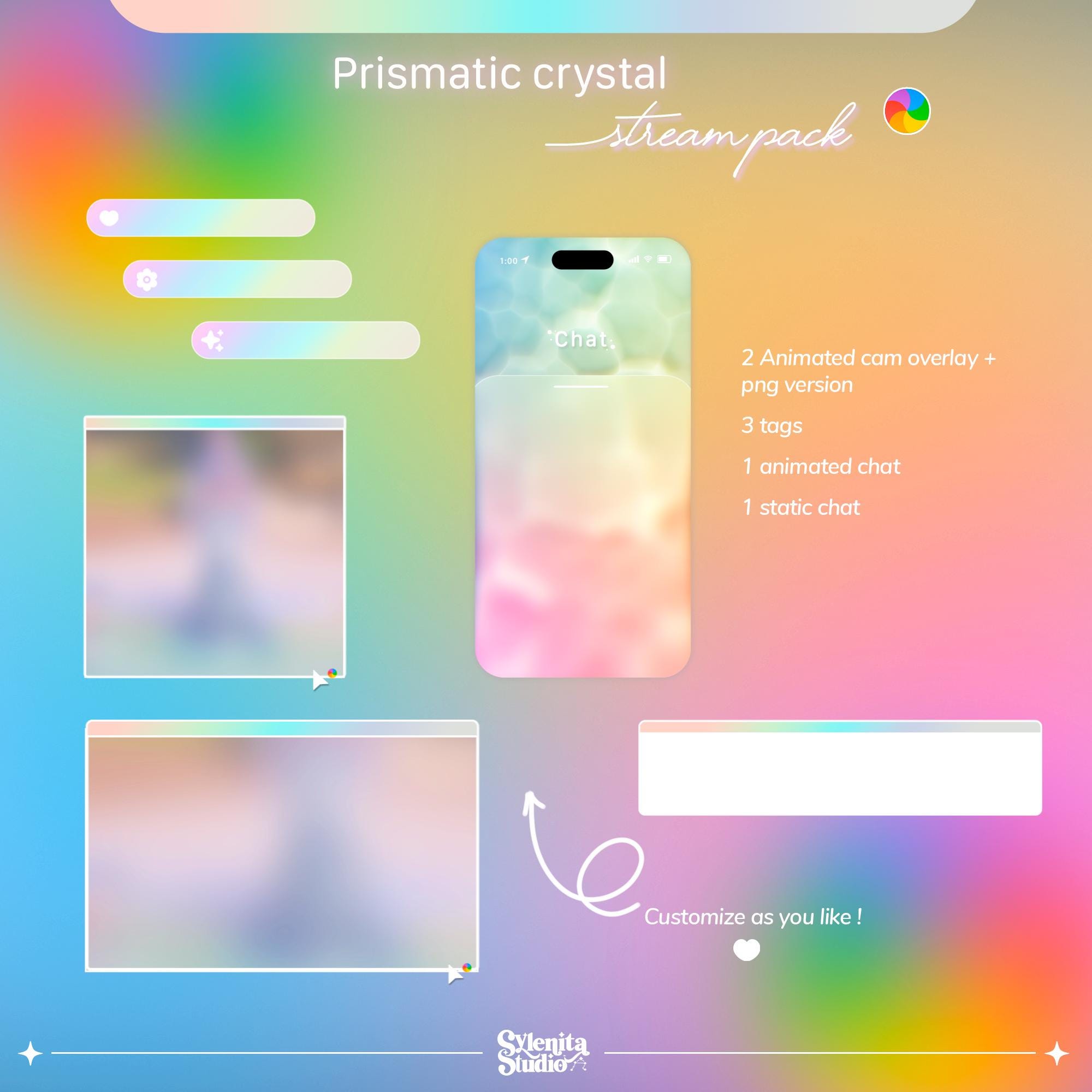 Prismatic Crystal Stream Overlay – Liquid Glass Style, Animated Vtuber ...