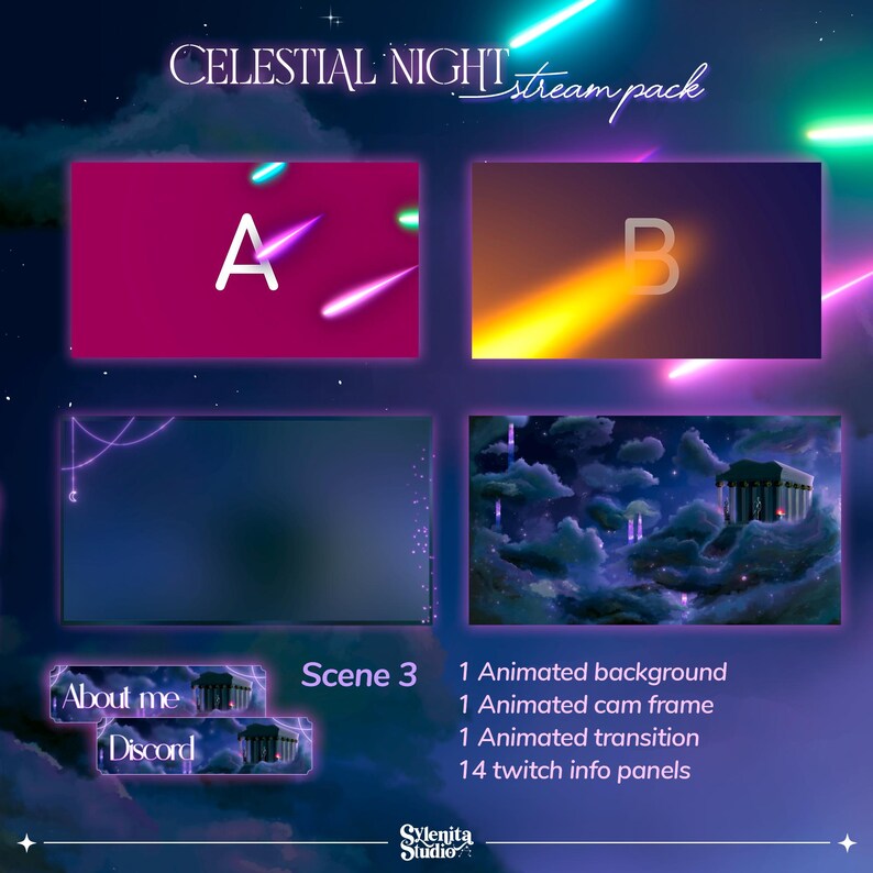 Celestial Night Stream Overlay Pack - Sky, Shooting Star, Fantasy ...
