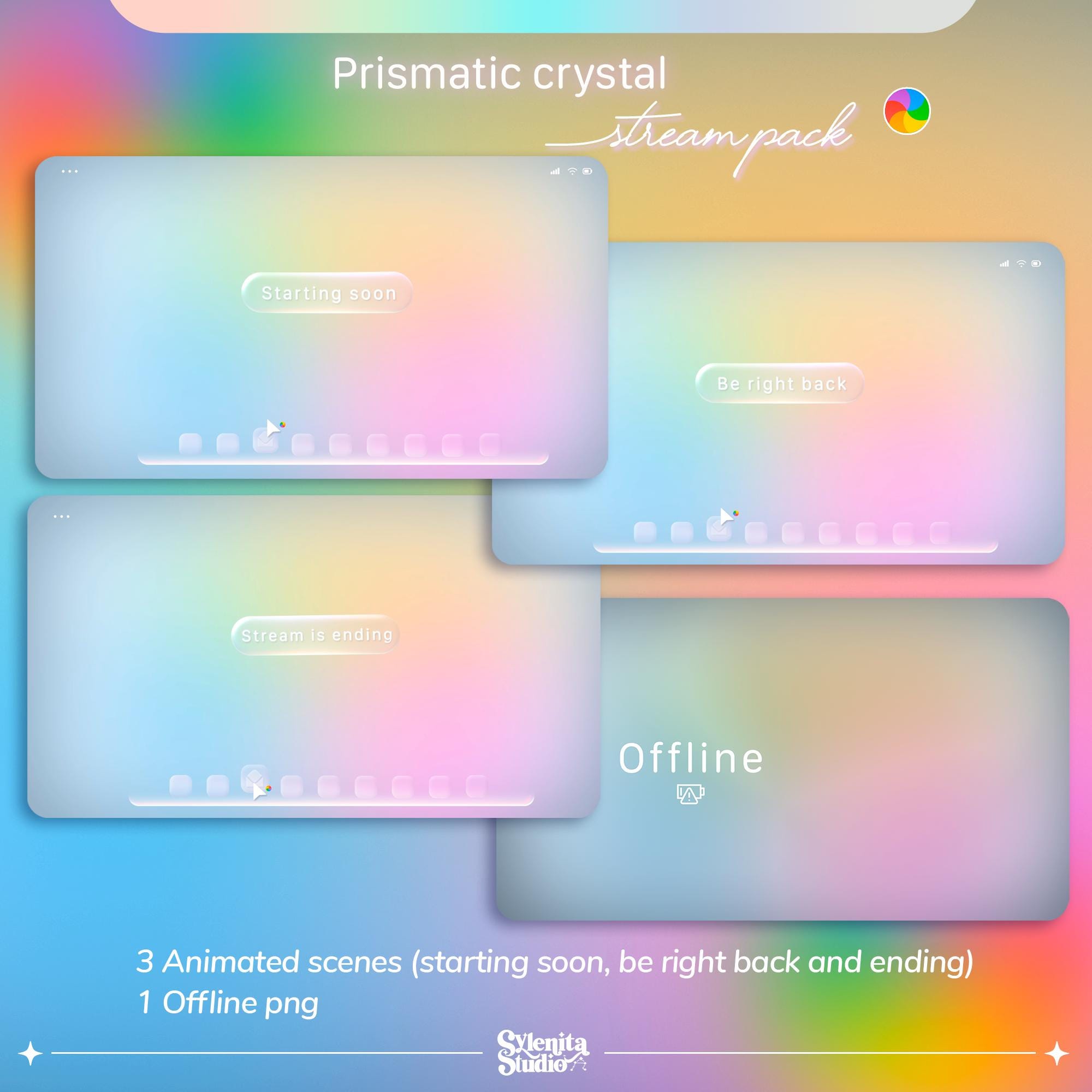 Prismatic Crystal Stream Overlay – Liquid Glass Style, Animated Vtuber ...