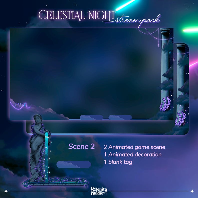 Celestial Night Stream Overlay Pack - Sky, Shooting Star, Fantasy ...