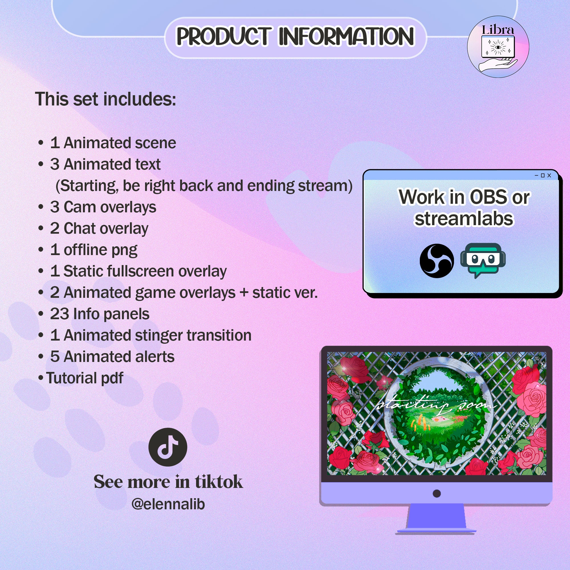 Twitch Pink Coquette Roses Overlay Spring Alerts, Stinger Floral and ...