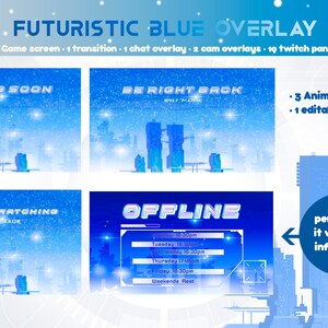 Blue & White Stream Overlay Set Modern Cyberpunk Design Animated for ...