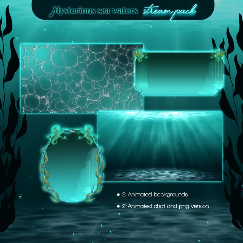 Underwater Stream Overlay | Dark Fantasy Mermaid Vtuber Pack | Animated ...