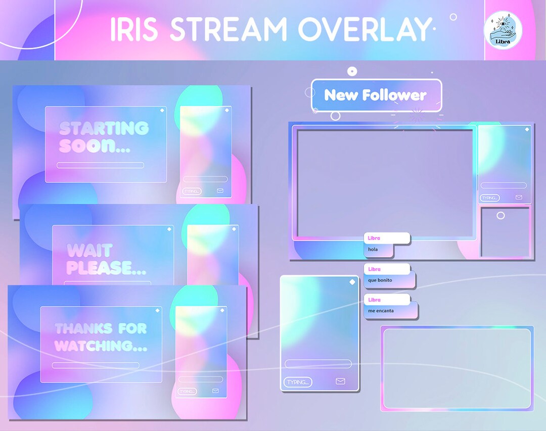 Stream Overlay Pack Iridescent Lofi Pastel Stream Pack for Twitch ...
