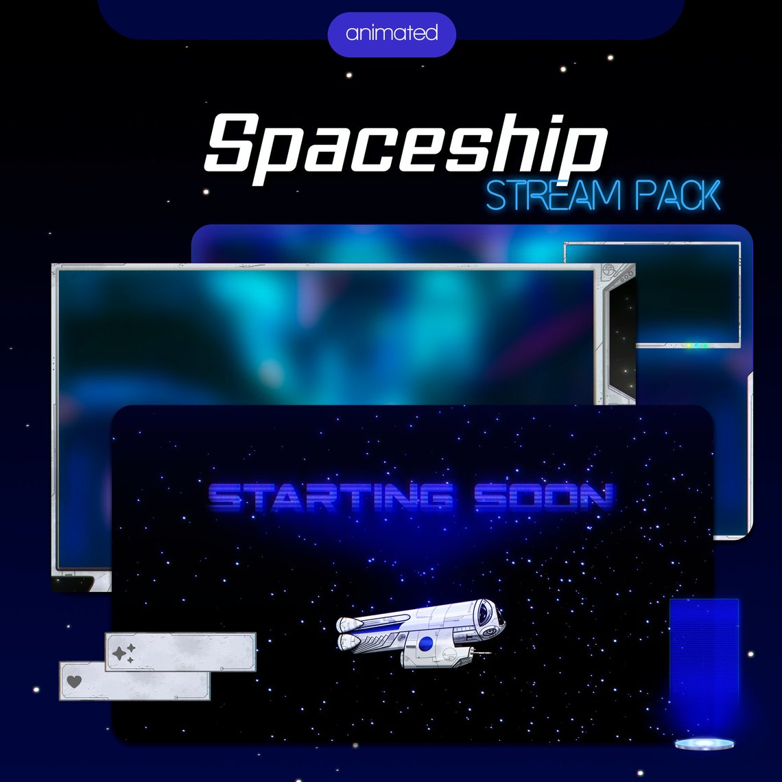 Stream Overlay Spaceship Starship, Animated Stream Pack / Galaxy - Etsy