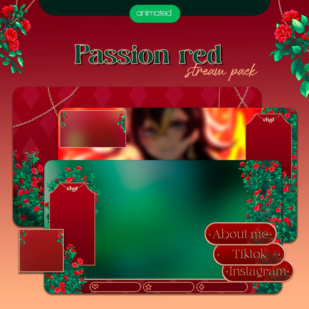 Stream Overlay Passion Red, Animated Twitch Overlay Pack, Streaming ...