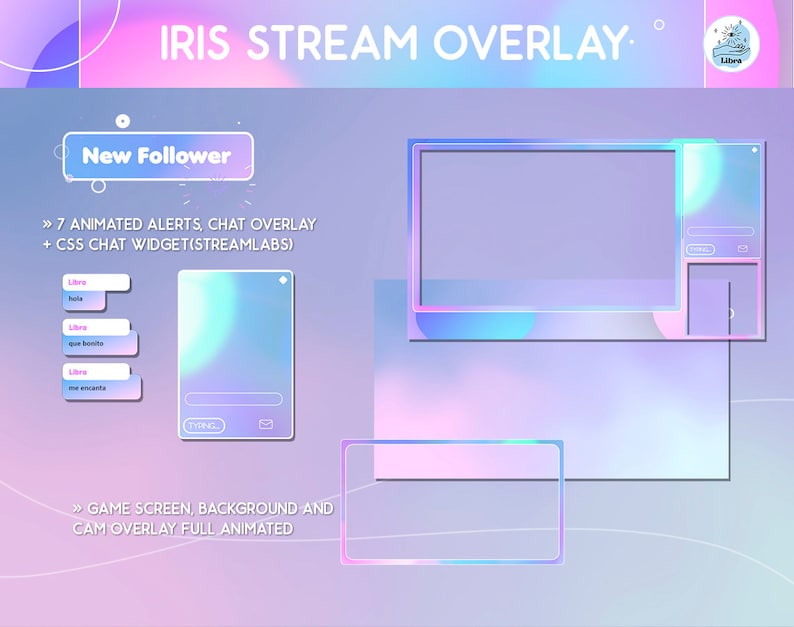 Stream Overlay Pack Iridescent Lofi Pastel Stream Pack for Twitch ...