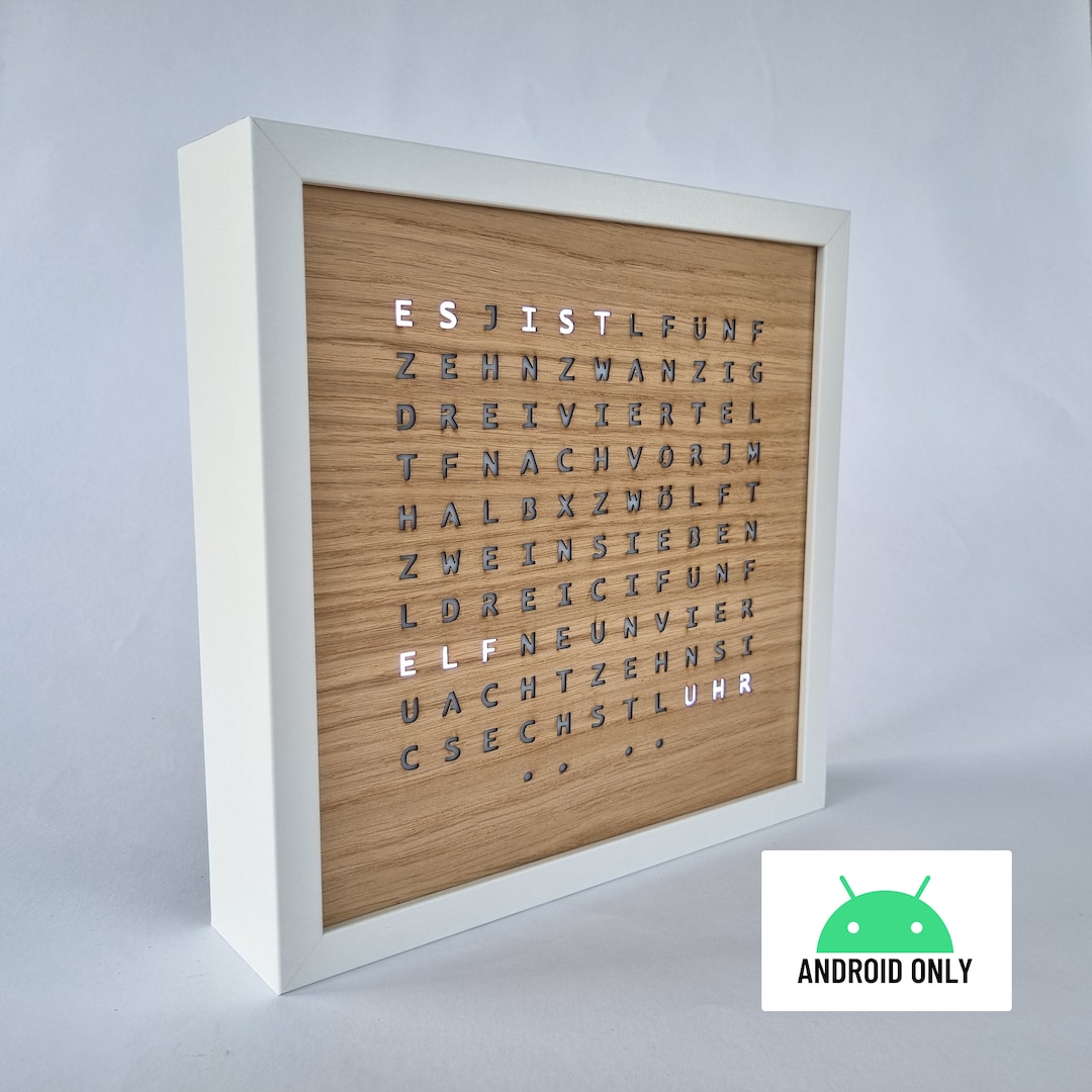 Word Clock Halo, Wortuhr, LED Uhr, schwarzer Rahmen elektronische Uhr ...