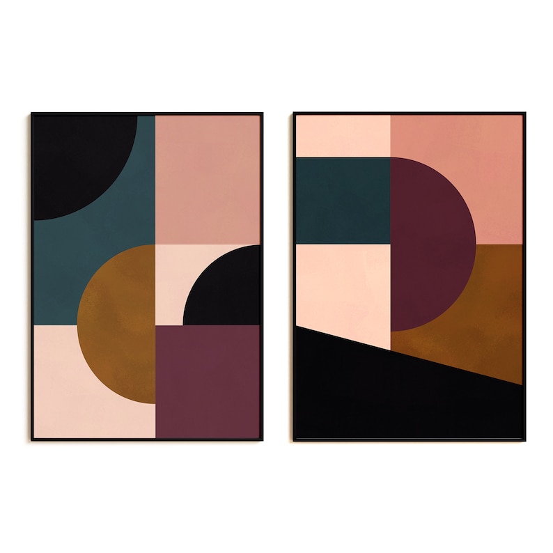 Colorful Wall Art, Abstract Art Print, Set of Two Prints, Art Prints ...