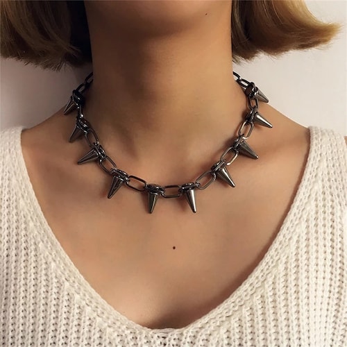Spike Chain Choker Necklace Gothic Jewelry Spike Necklace - Etsy
