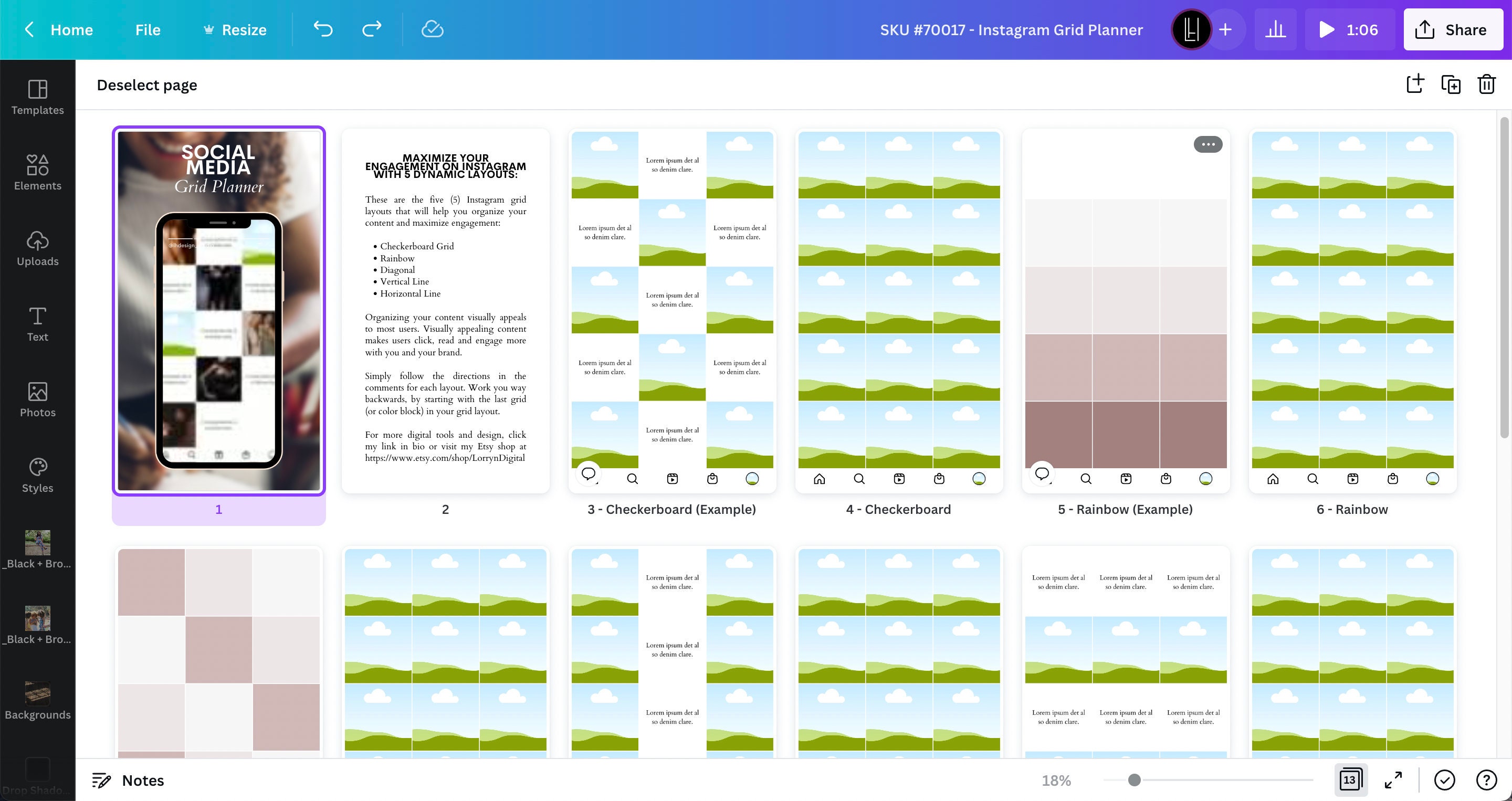 Instagram Grid Planner, Grid Preview, Planner for Social Media, Canva ...