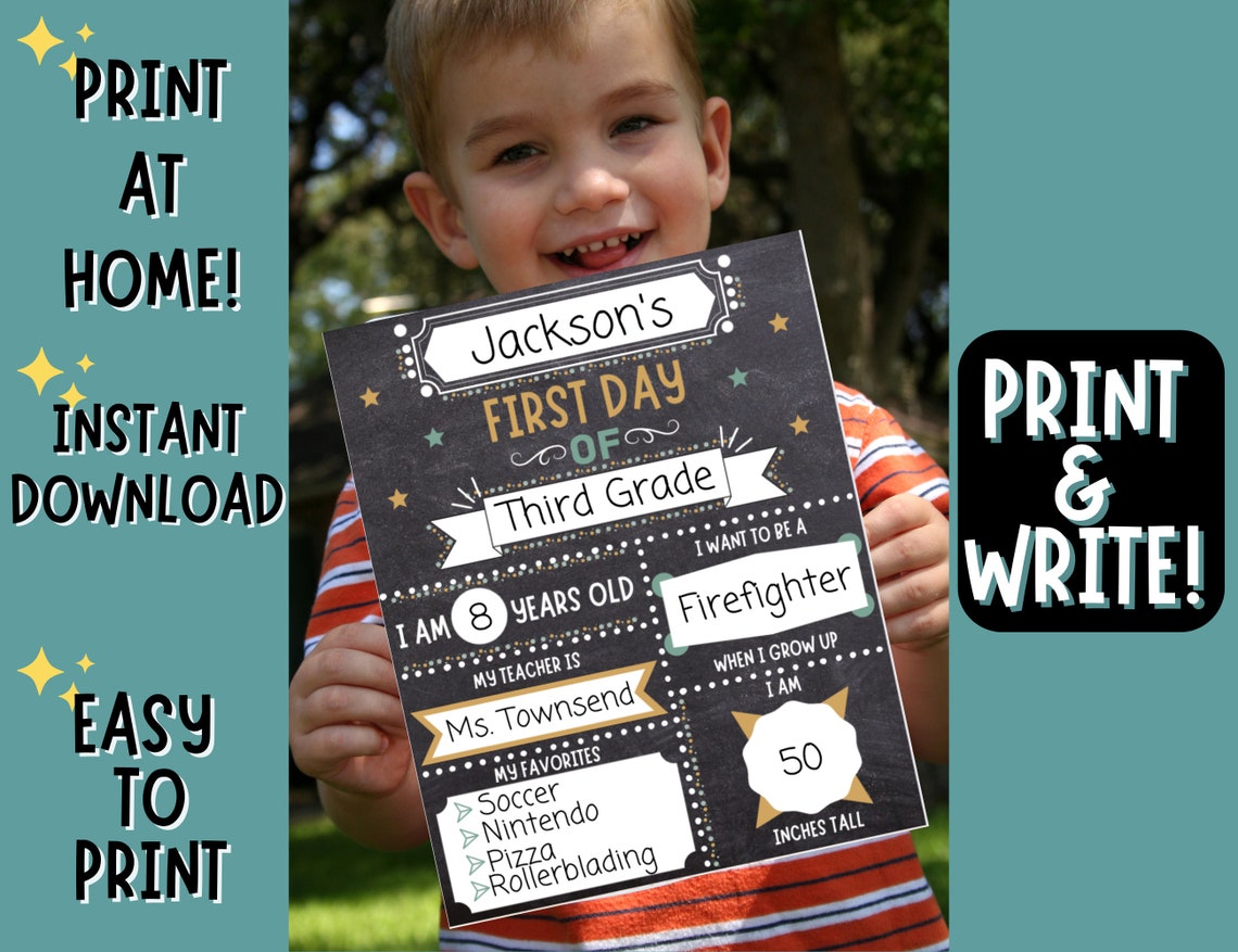 First Day of School Sign, Back to School Sign Printable, First Day of ...