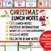 Printable Christmas Themed Lunchbox Notes for Kids, Christmas Note ...