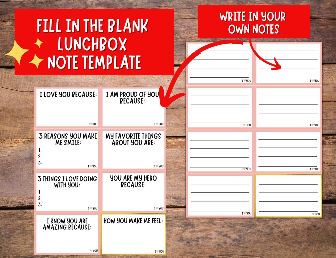 Printable Love Notes, Printable Lunch Notes, Lunch Box Notes for ...
