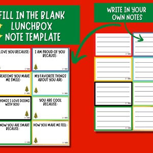 Printable Christmas Themed Lunchbox Notes for Kids, Christmas Note ...