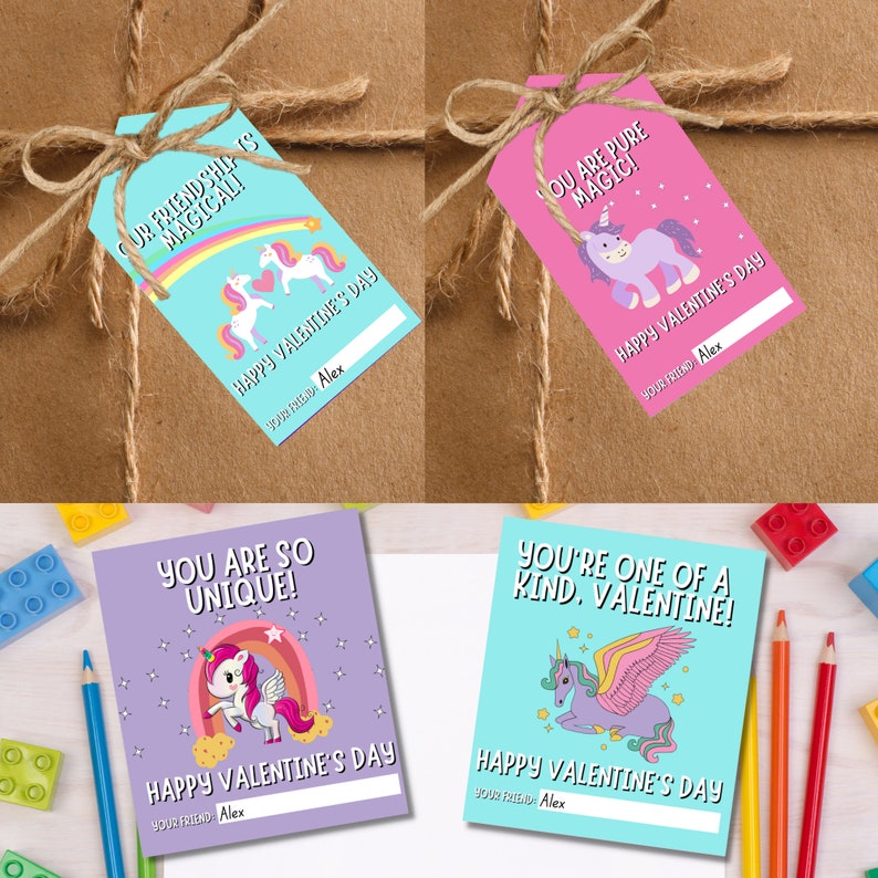 Print Your Own Unicorn Valentine's Day Cards, Unicorn Classroom ...