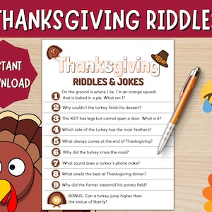 Thanksgiving Riddle Me This, Thanksgiving Trivia Game, Thanksgiving ...