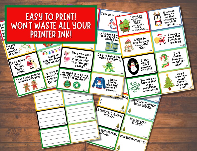 Printable Christmas Themed Lunchbox Notes for Kids, Christmas Note ...