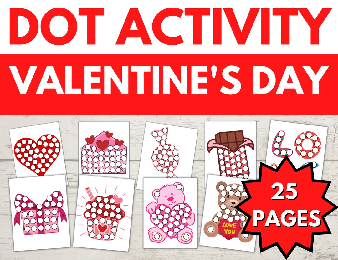 Valentine's Day Dot Activity Pack, Dot Marker Printable for Kids ...