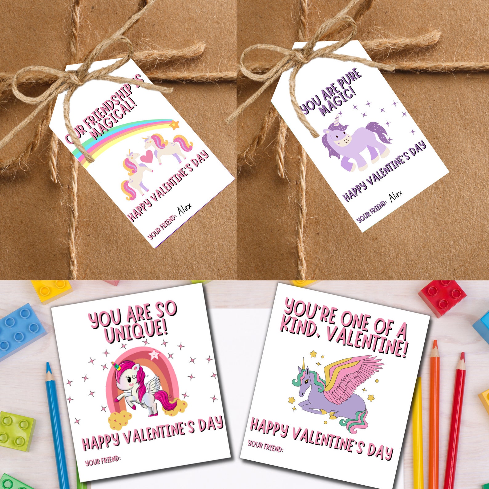 Print Your Own Unicorn Valentine's Day Cards, Unicorn Classroom ...