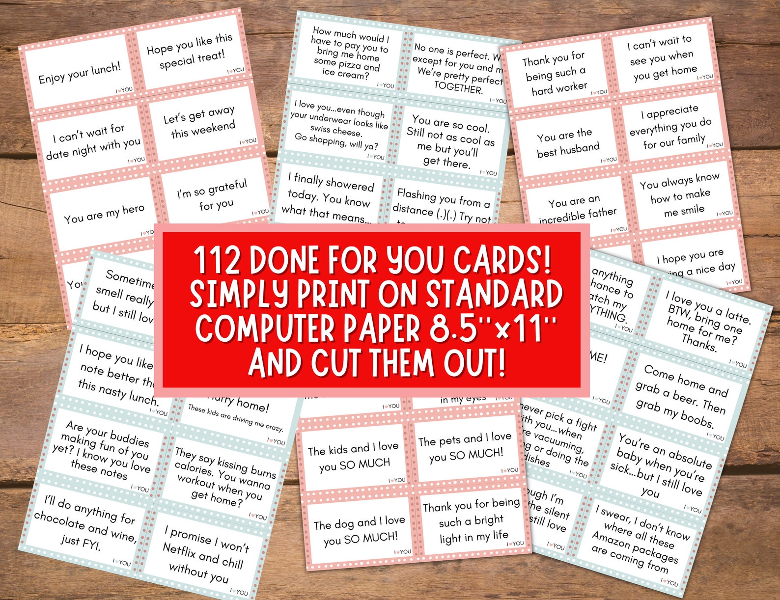 Printable Love Notes, Printable Lunch Notes, Lunch Box Notes for ...