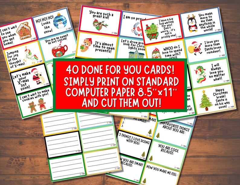 Printable Christmas Themed Lunchbox Notes for Kids, Christmas Note ...