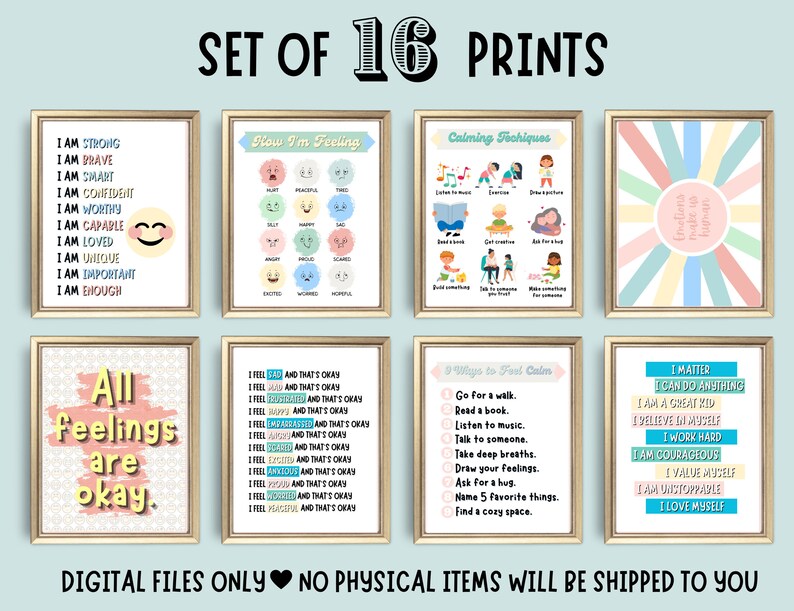 16 Calming Corner Posters Kit for Kids Calm Down Printable Homeschool ...