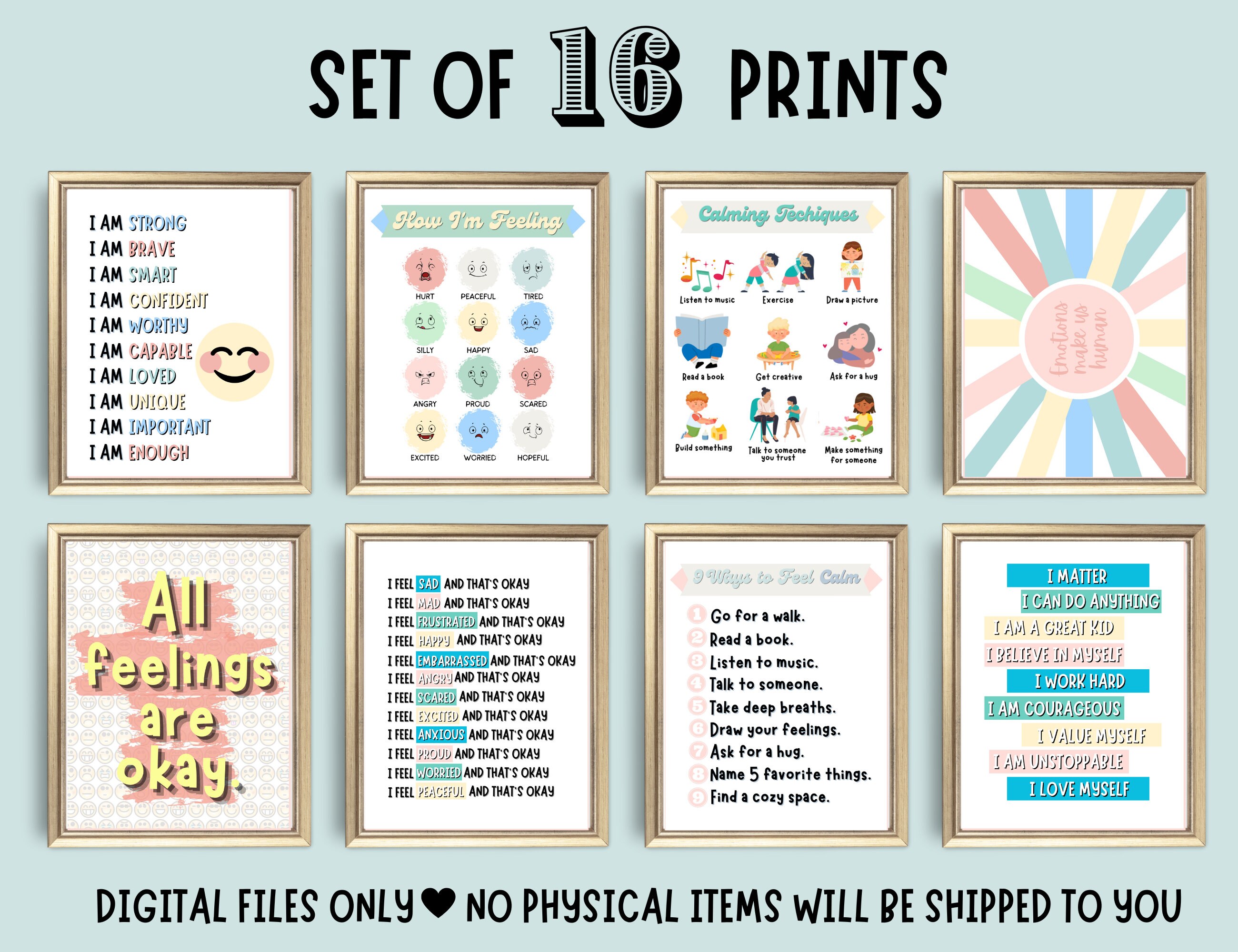16 Calming Corner Posters Kit for Kids Calm Down Printable Homeschool ...