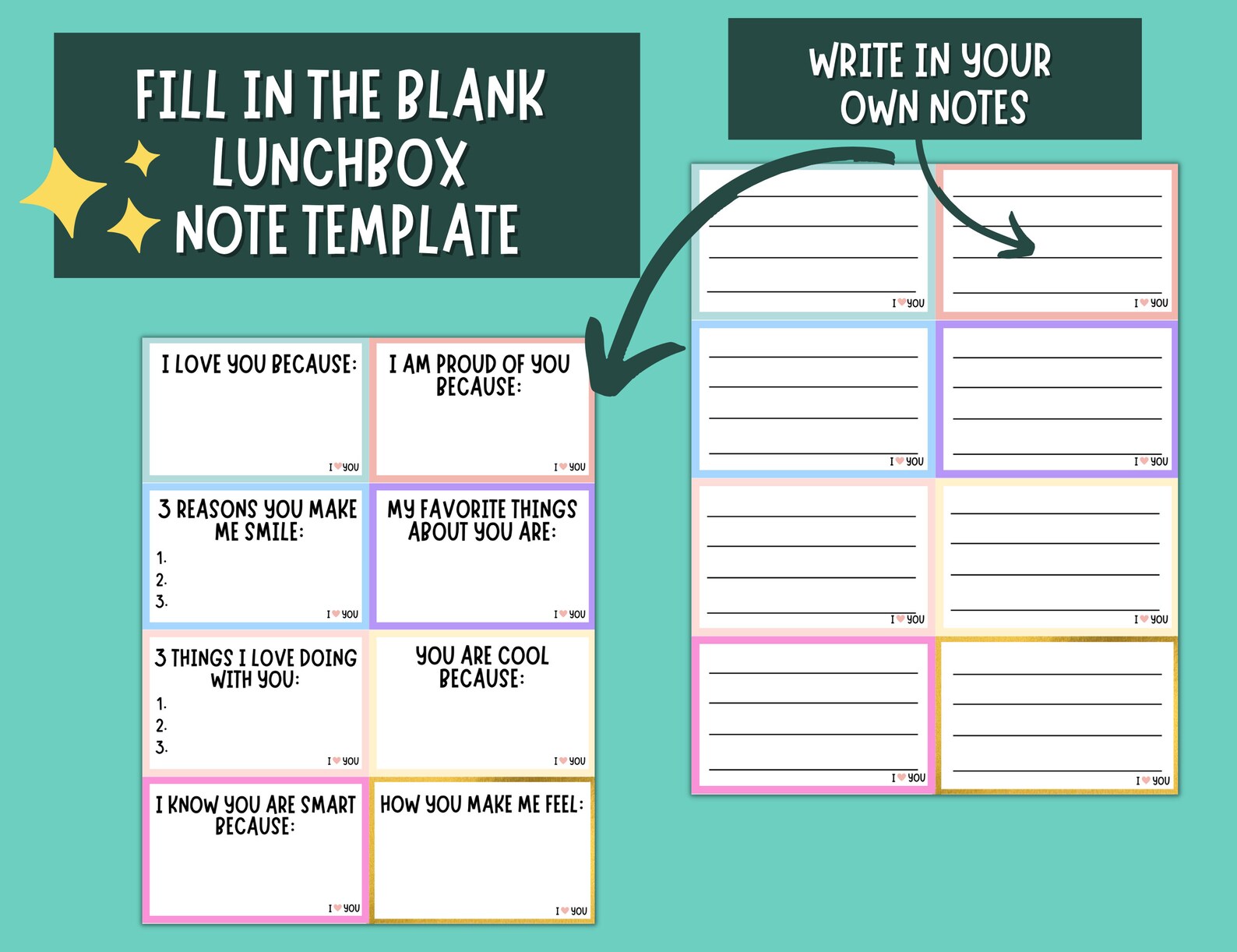 Printable Lunchbox Notes for Kids BUNDLE Lunch Box Notes for - Etsy