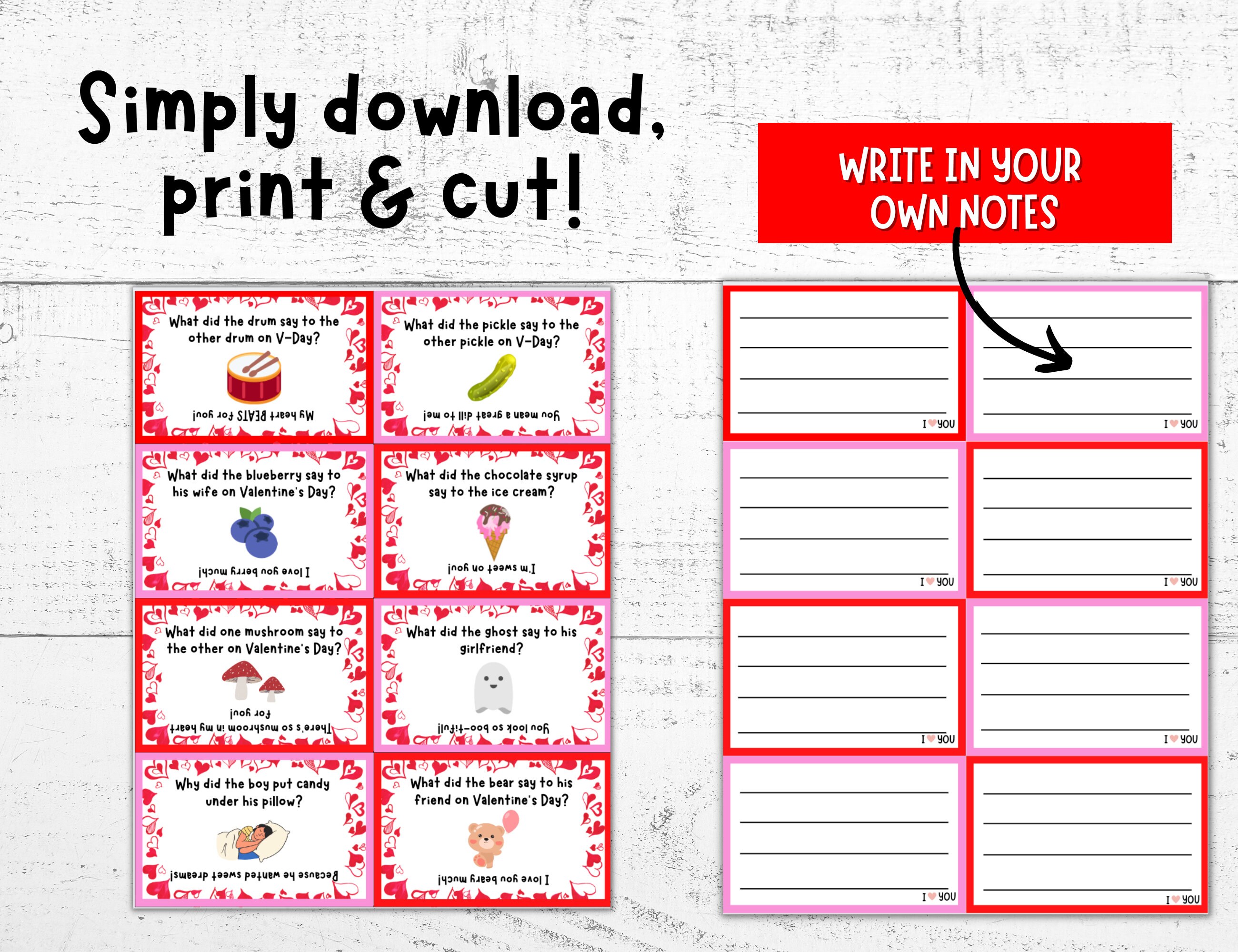 Kids Valentine's Day Lunch Note Jokes, Printable Valentine's Day ...