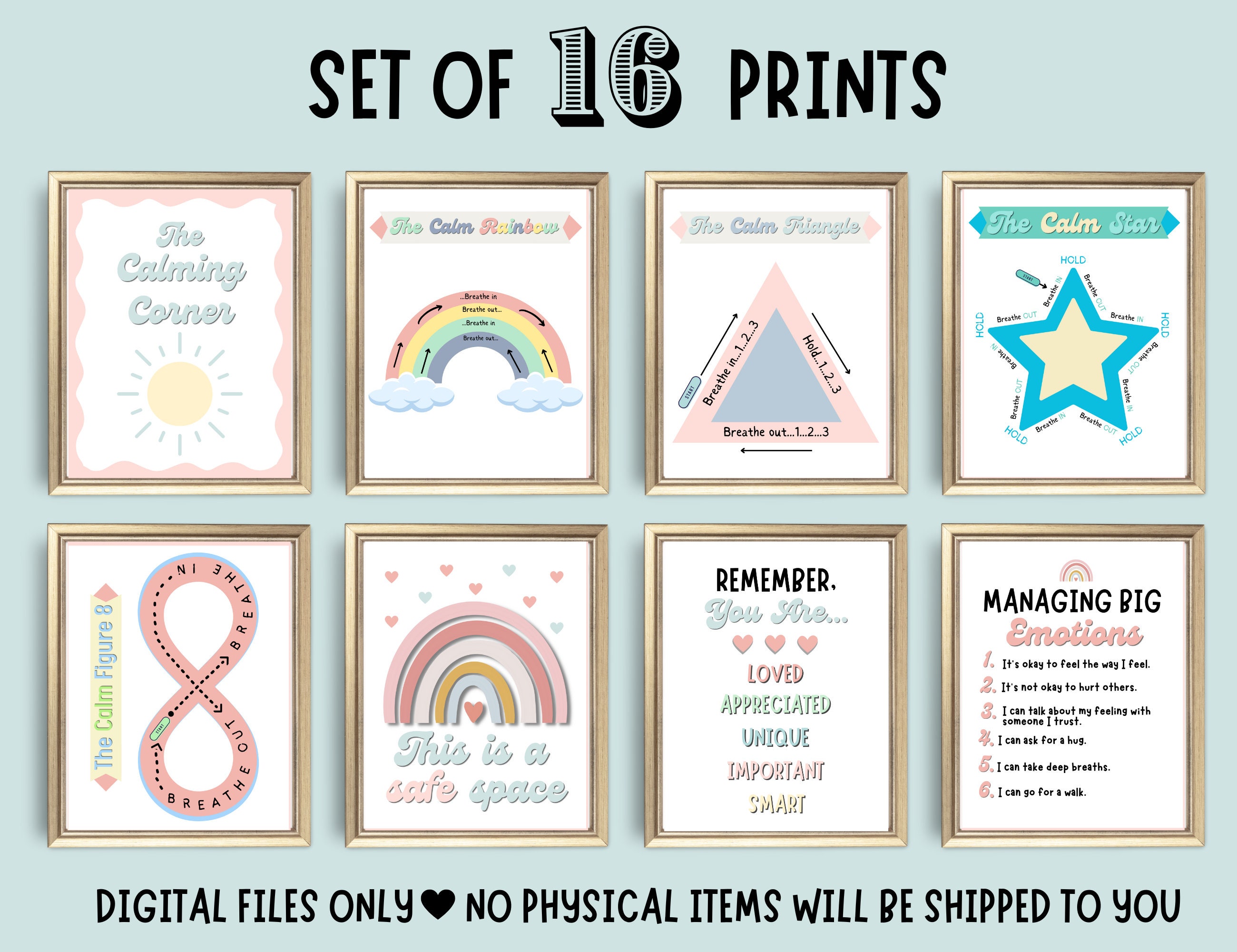 16 Calming Corner Posters Kit for Kids Calm Down Printable Homeschool ...