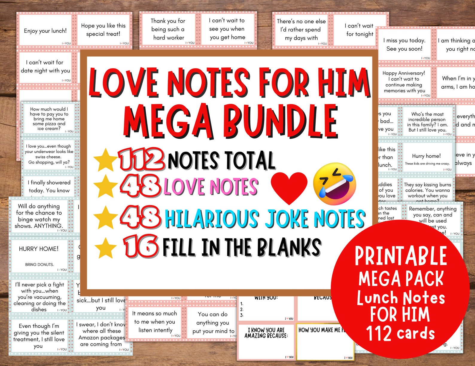 Printable Love Notes, Printable Lunch Notes, Lunch Box Notes for ...