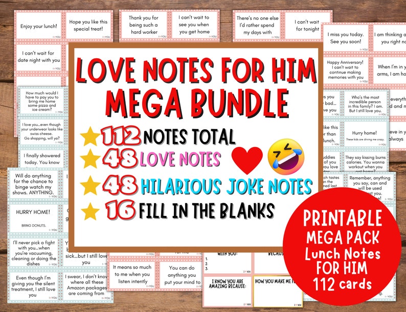 Printable Love Notes, Printable Lunch Notes, Lunch Box Notes for ...