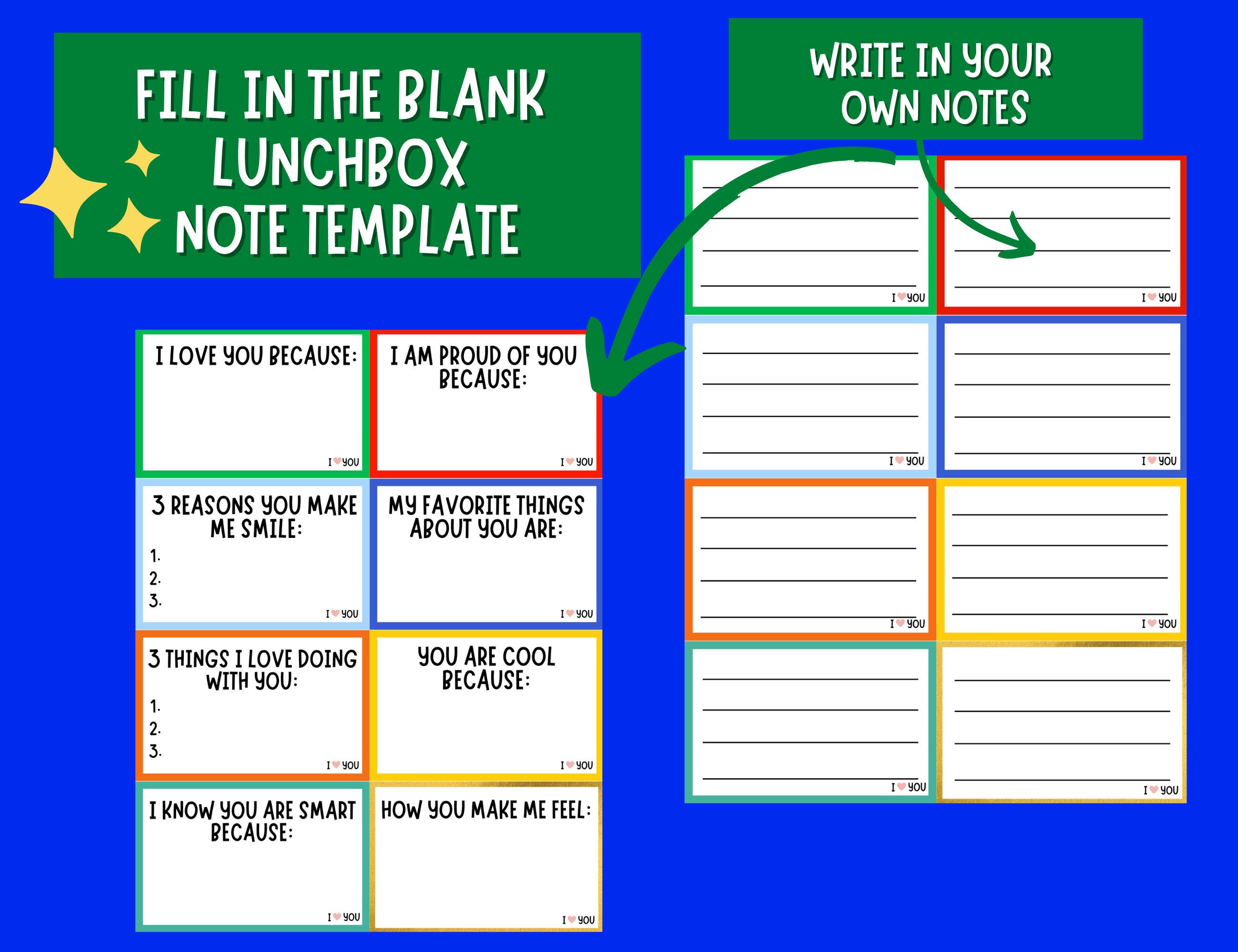 Printable Lunch Box Notes for Kids BUNDLE Lunch Box Notes for BOYS ...