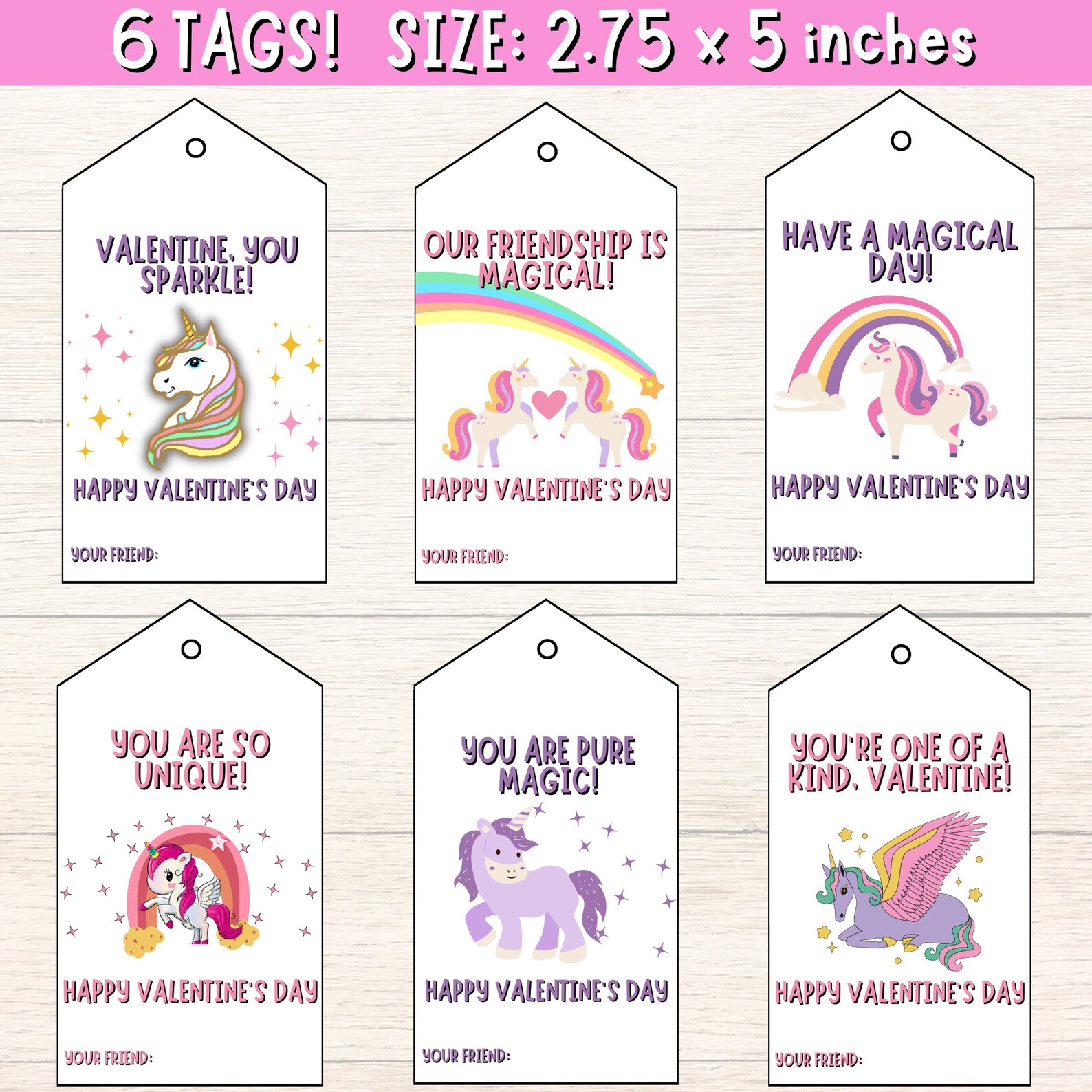 Print Your Own Unicorn Valentine's Day Cards, Unicorn Classroom ...