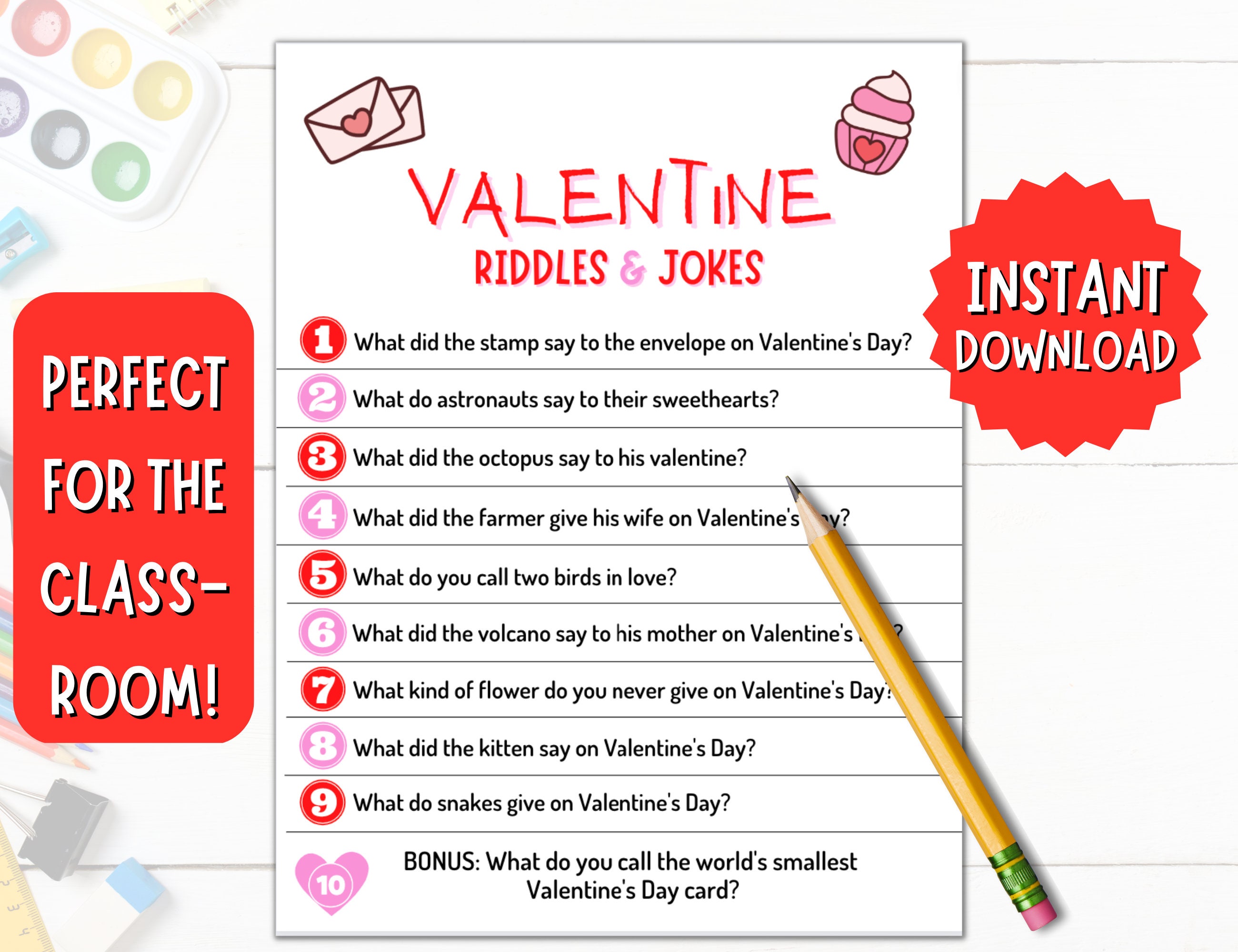Valentine Riddles Game for Kids: Printable Party Activity (digital ...