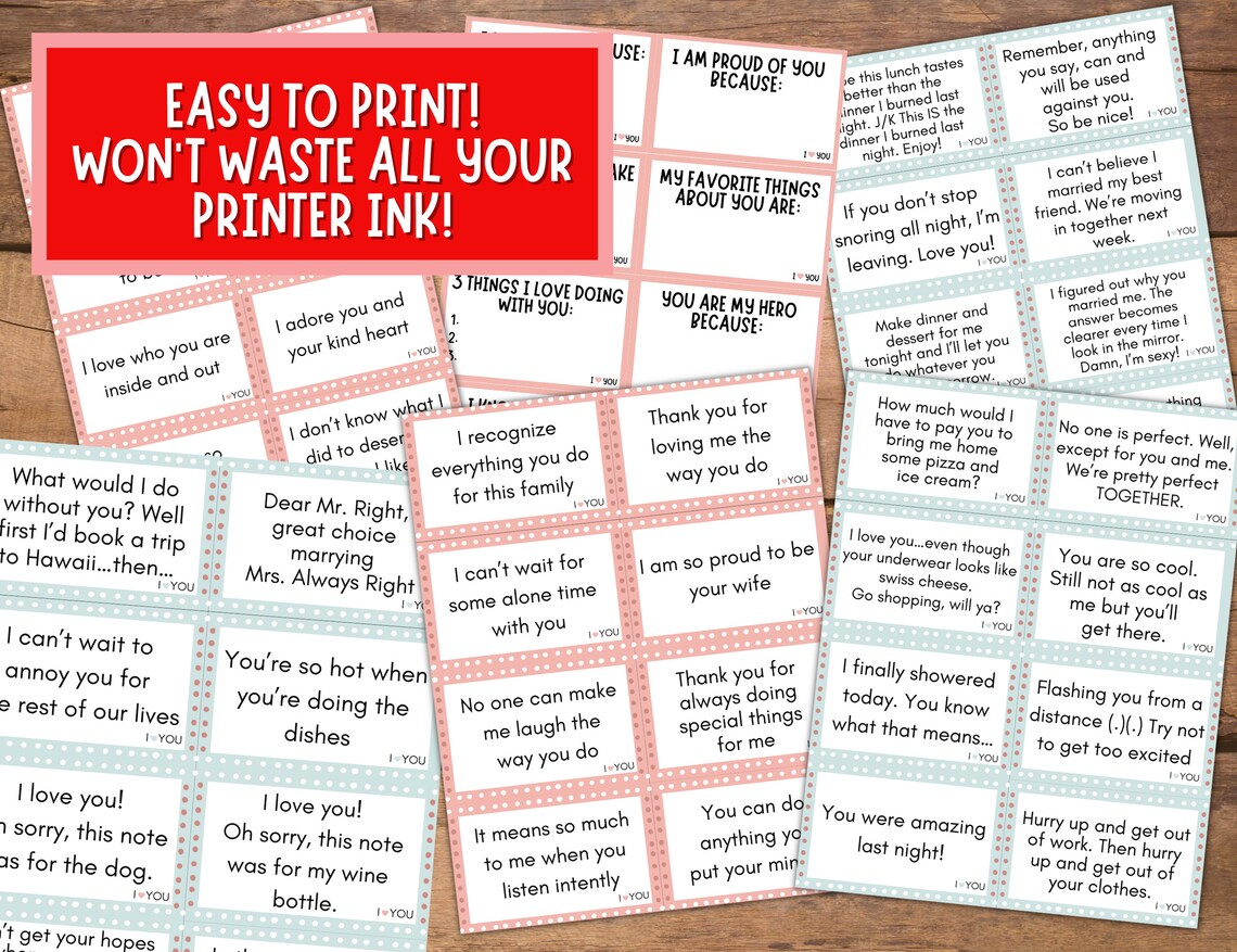 Printable Love Notes, Printable Lunch Notes, Lunch Box Notes for ...