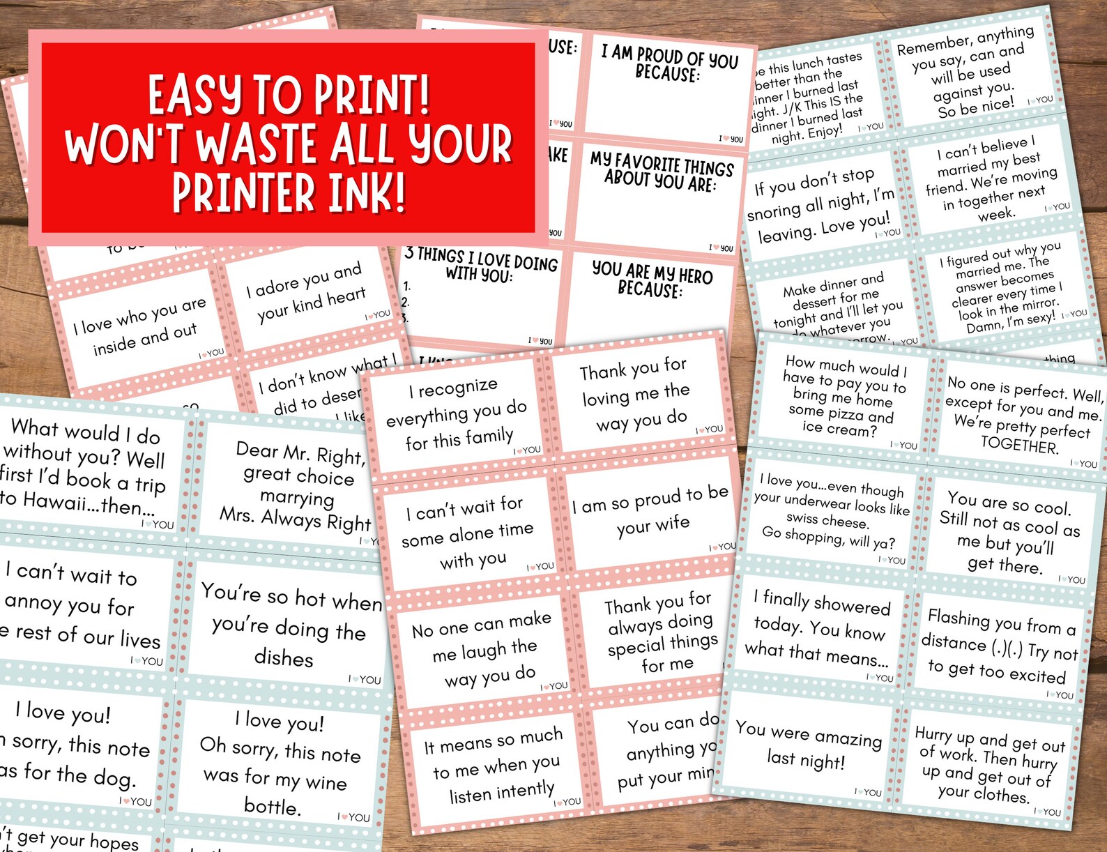 Printable Love Notes, Printable Lunch Notes, Lunch Box Notes for ...