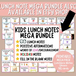 Printable Christmas Themed Lunchbox Notes for Kids, Christmas Note ...