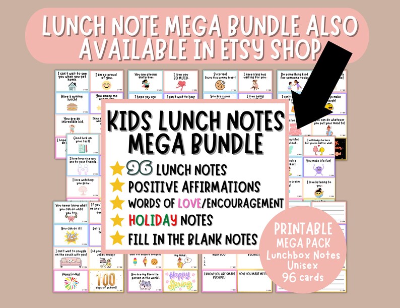 Printable Christmas Themed Lunchbox Notes for Kids, Christmas Note ...