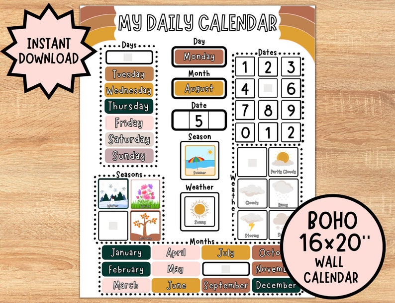 Circle Time Morning Board Homeschool Calendar Kids Daily Calendar ...