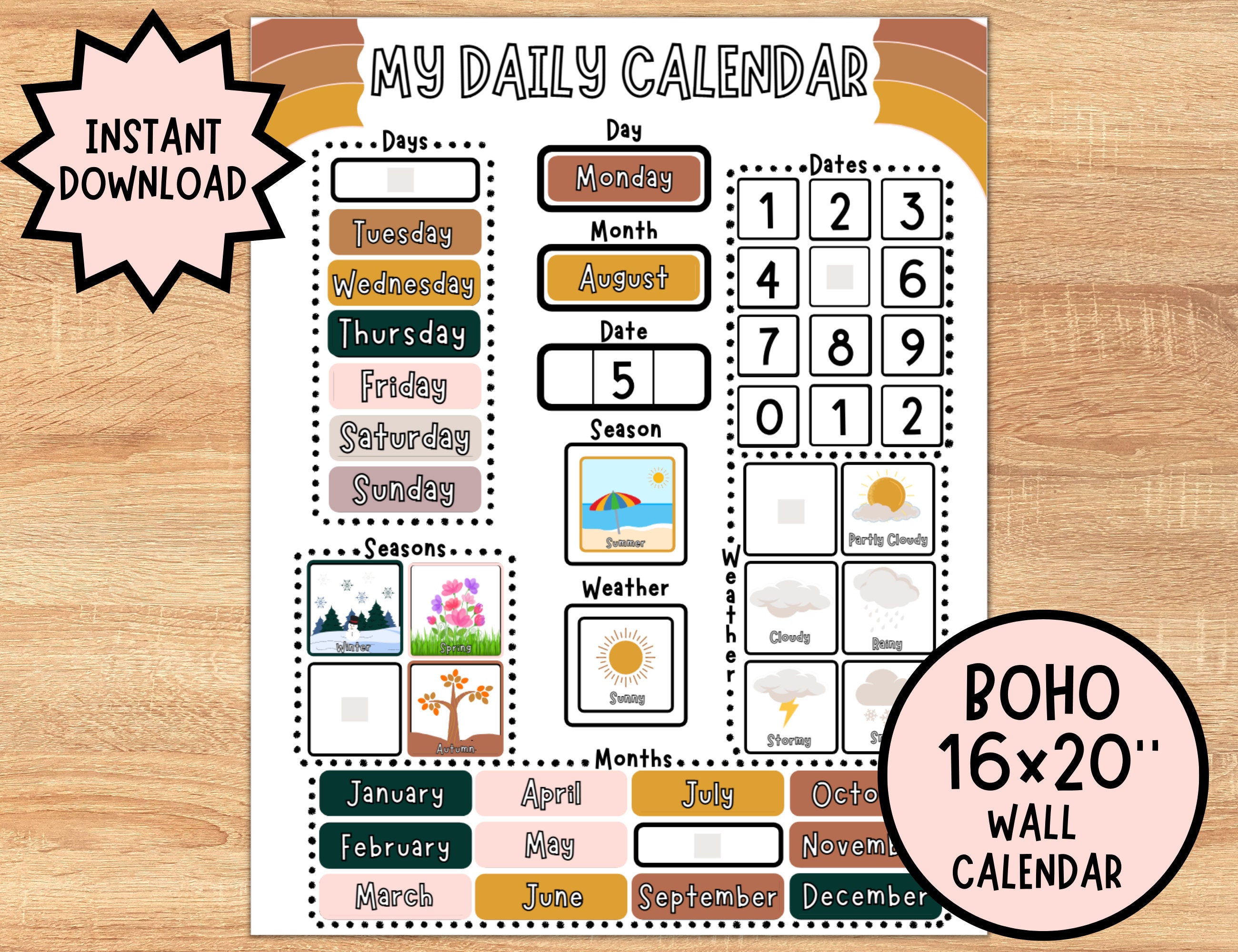 Circle Time Morning Board Homeschool Calendar Kids Daily Calendar ...