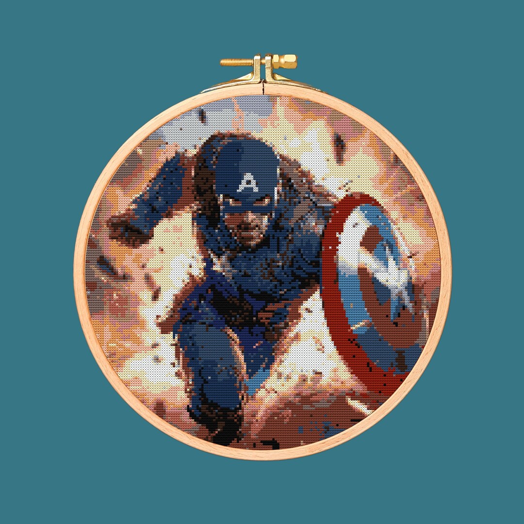 Captain America Cross Stitch Pattern Digital PDF and SVG Files Gift ...