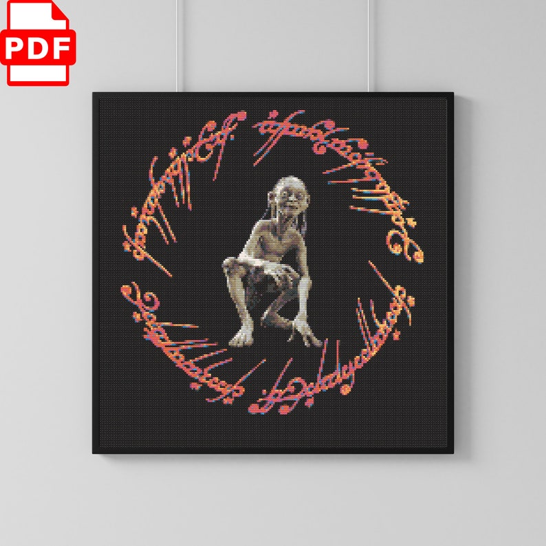 Cross Stitch Pattern Lord of the Rings GOLLUM Tolkien - Etsy