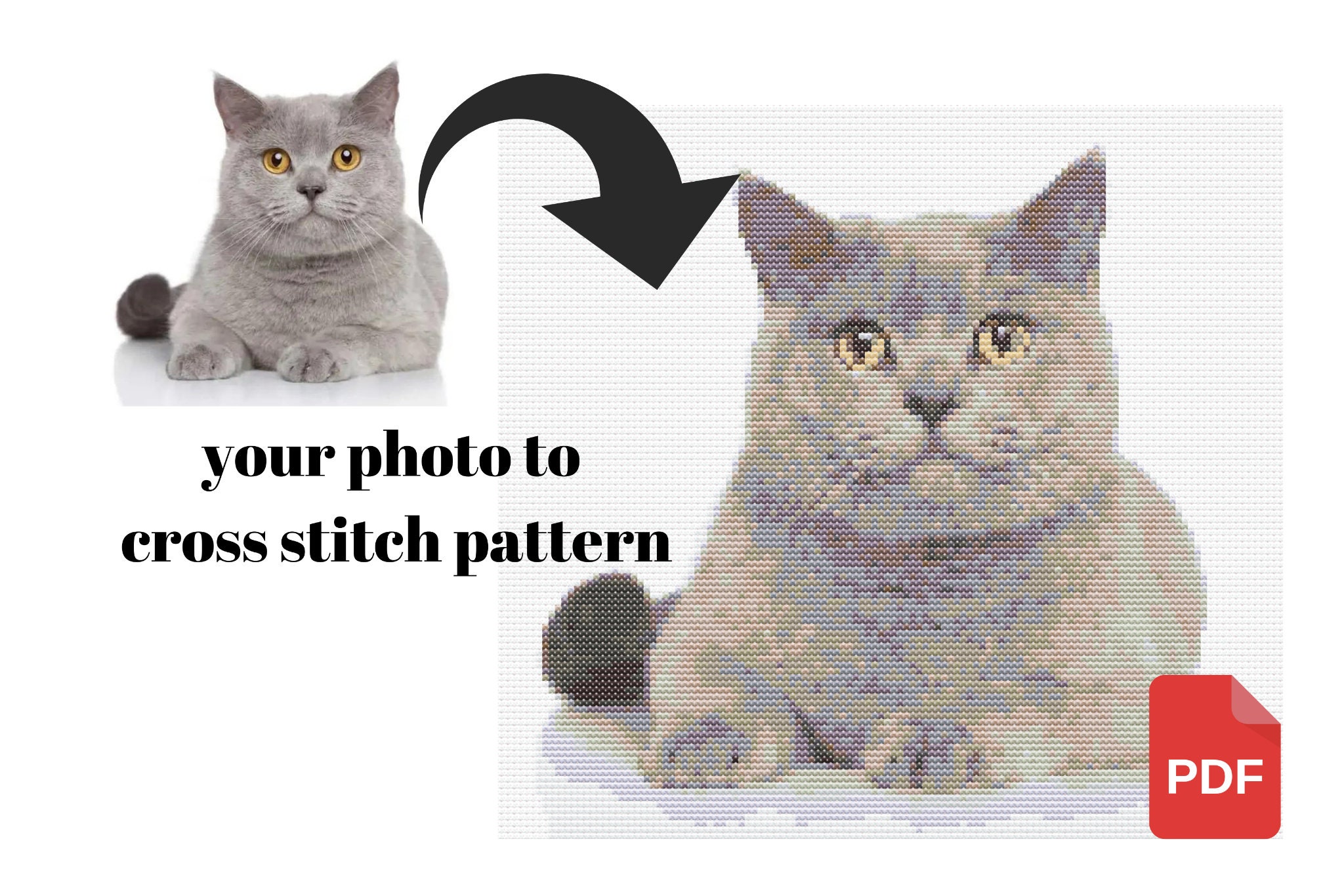 Personalized Custom Cross Stitch Pattern, Your Pet Photo or Image ...