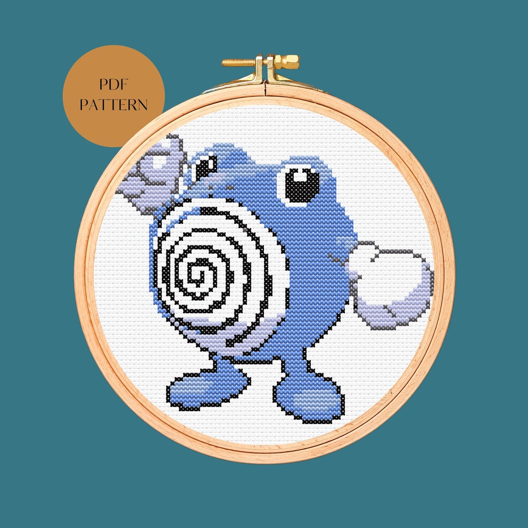 Pokemon Poliwhirl Cross Stitch Pattern, 80x80 Stitches DMC 6 Colors ...