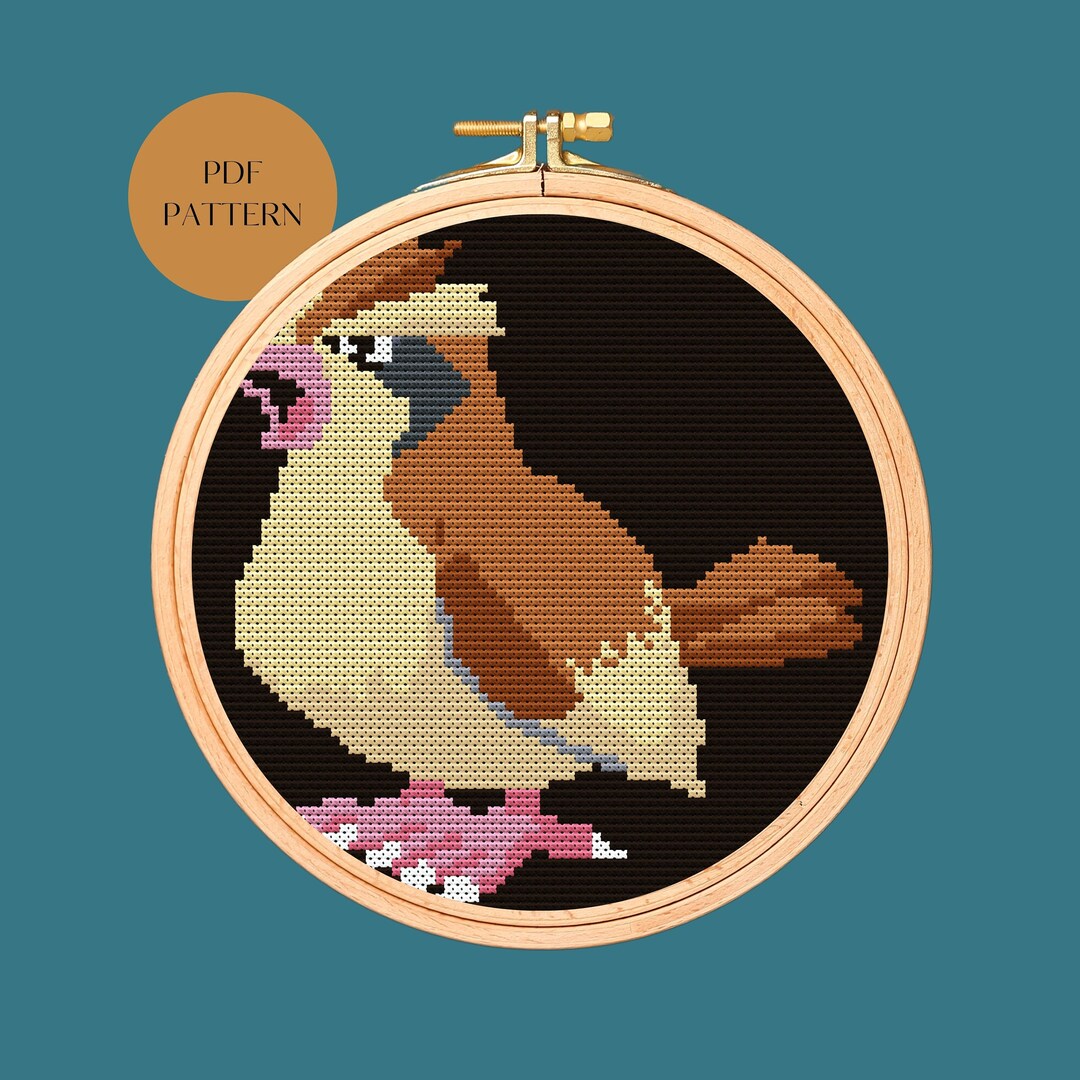 Pokemon Pidgey Cross Stitch Pattern 80x80 Stitches, 11 Dmc Color Gifr ...